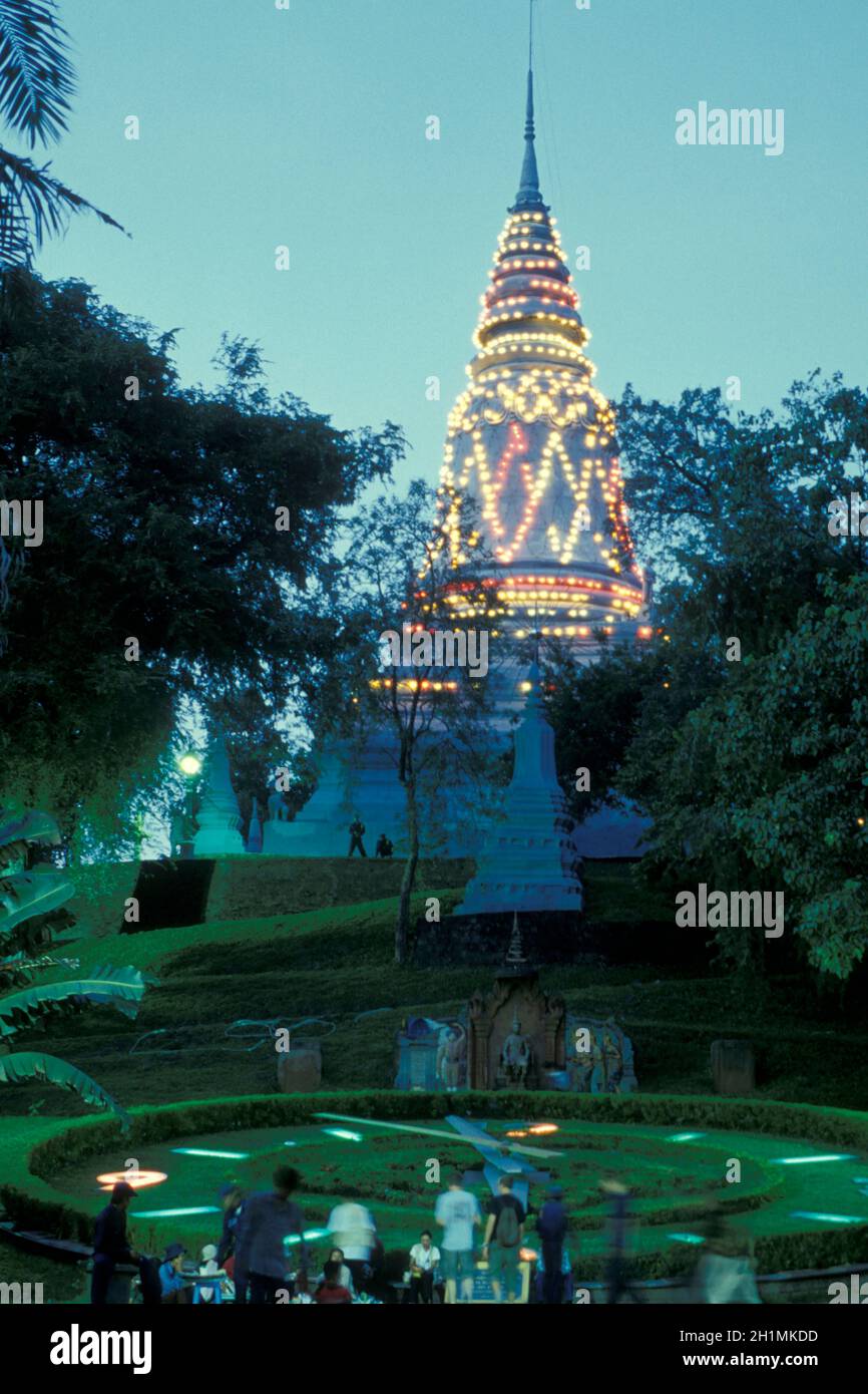 the Wat Phnom Park in the city of Phnom Penh of Cambodia. Cambodia ...