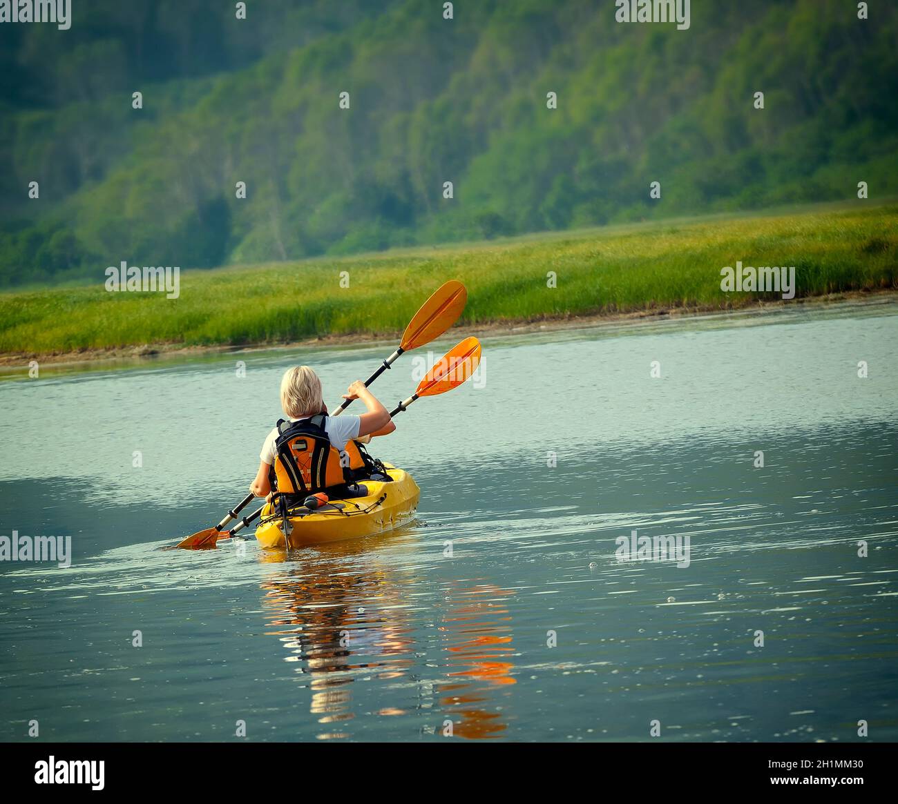 Caucasian kayaker on lake hi-res stock photography and images - Alamy