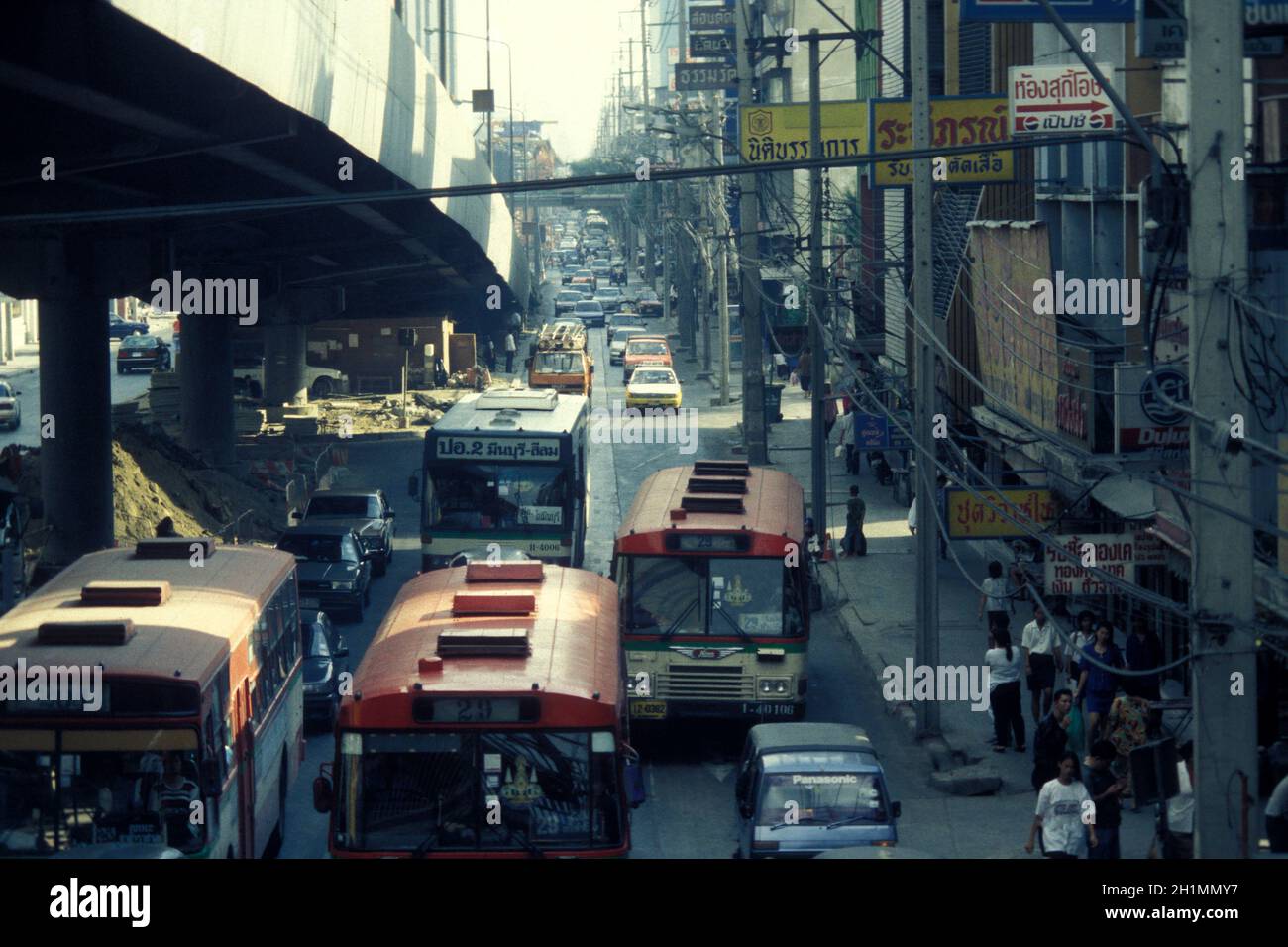 the road trafic in the city centre at Siam Square Aerea in the city of Bangkok in Thailand in ...