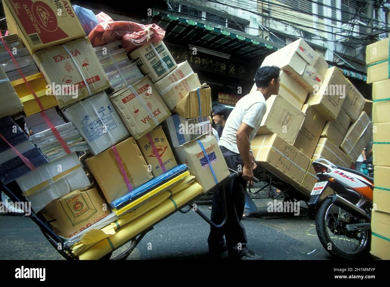 a transport of goods at a market in the China Town in the city of ...