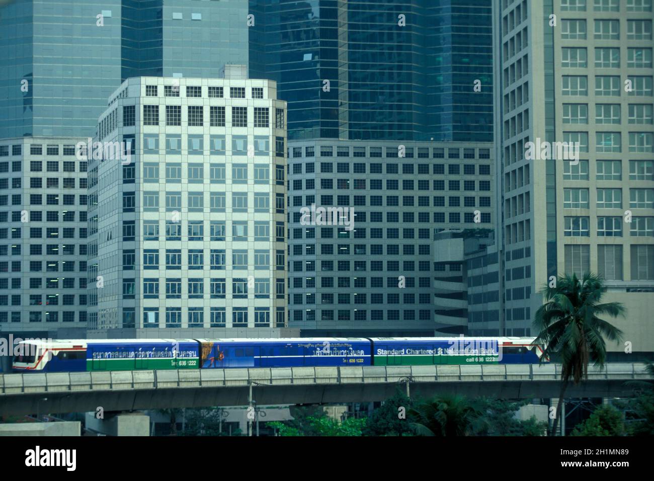 a skytrain or BTS station in the city of Bangkok in Thailand in ...