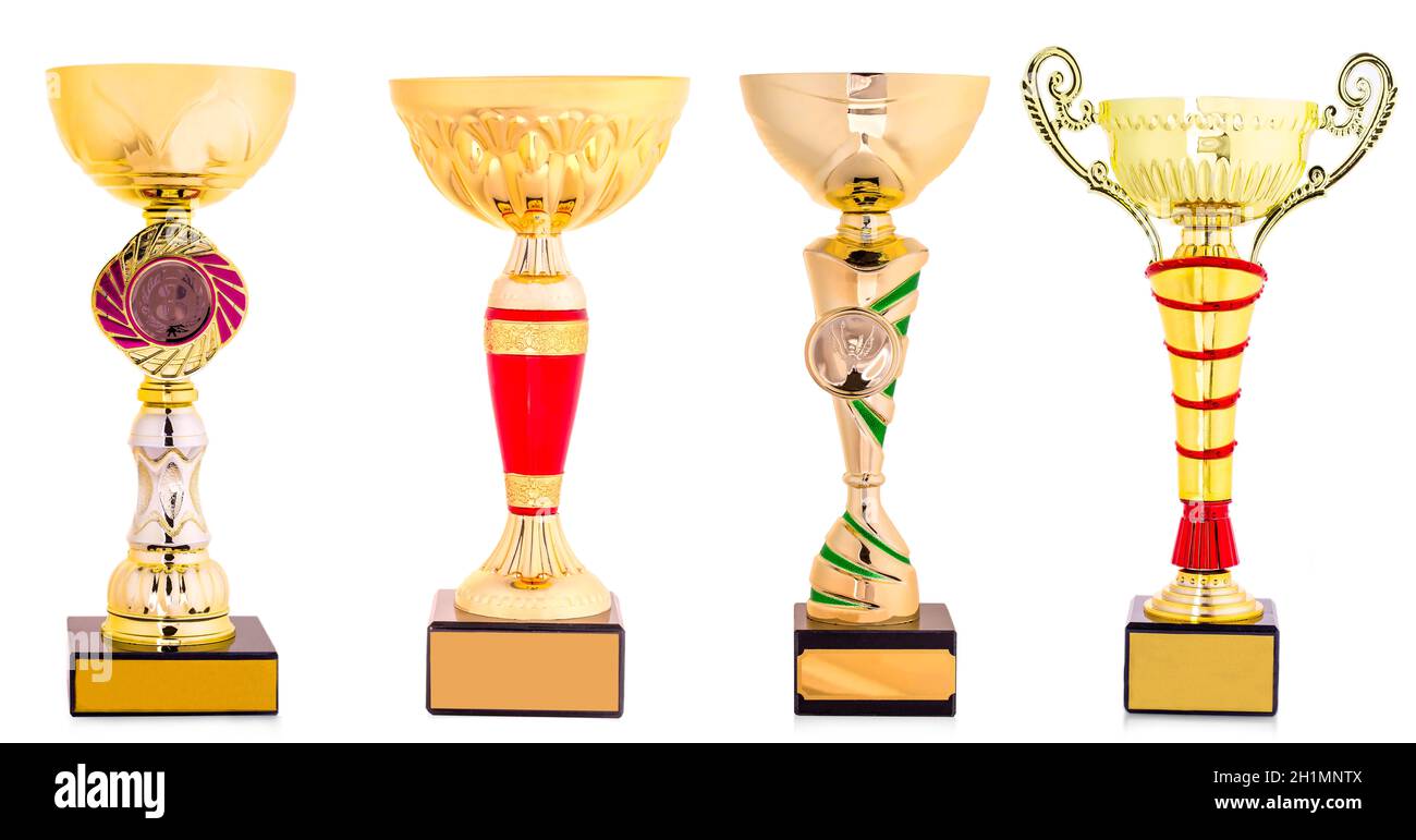 golden trophy isolated on white background Stock Photo - Alamy
