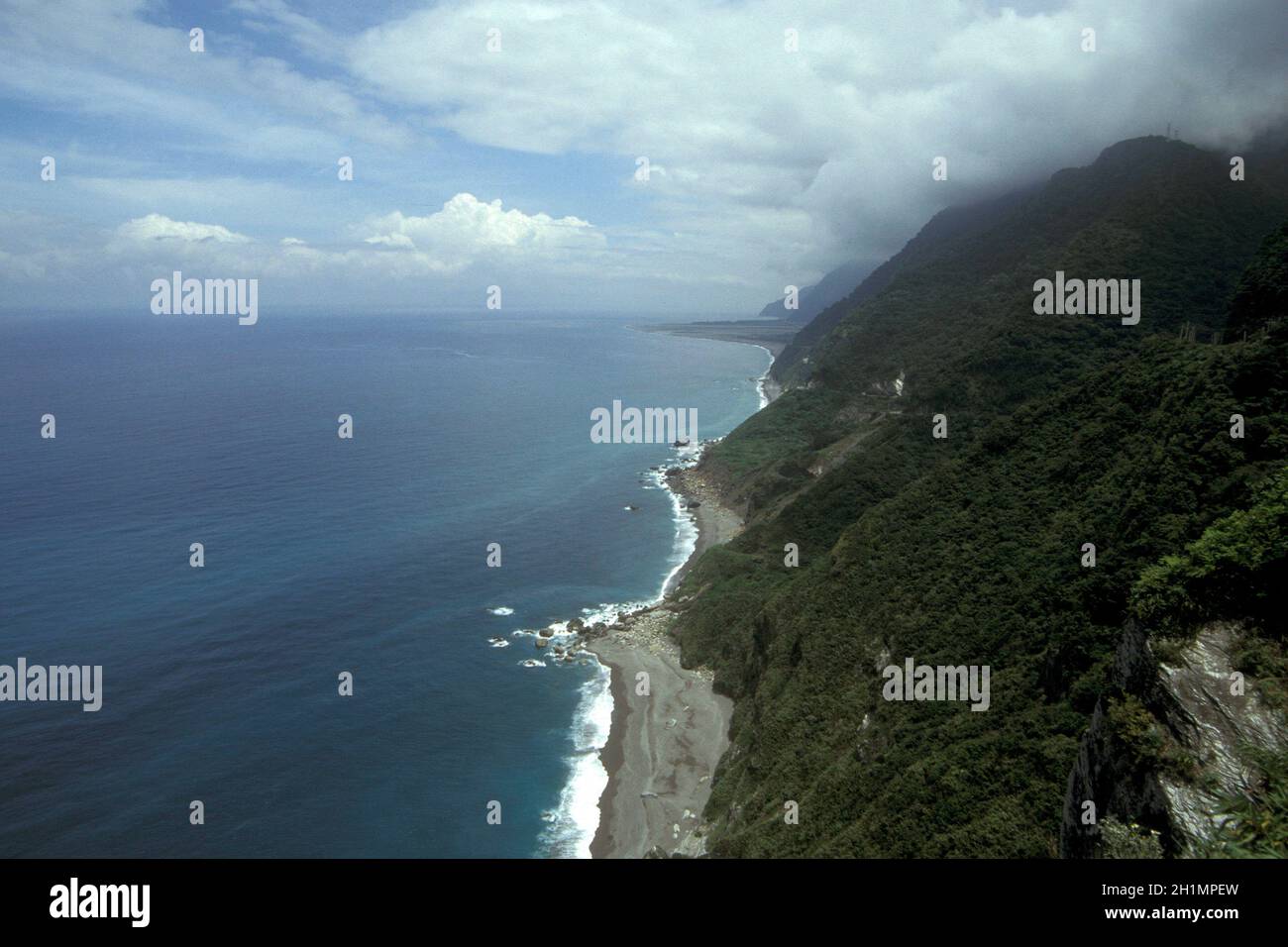 a beach and the landscape near Hualien at the eastcoast of the Pacific ...