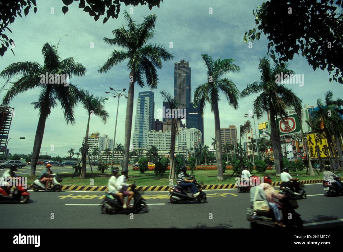 the skyline and city centre of Kaohsiung in Taiwan of East Aasia. Taiwan, Taipei, July, 1997 ...