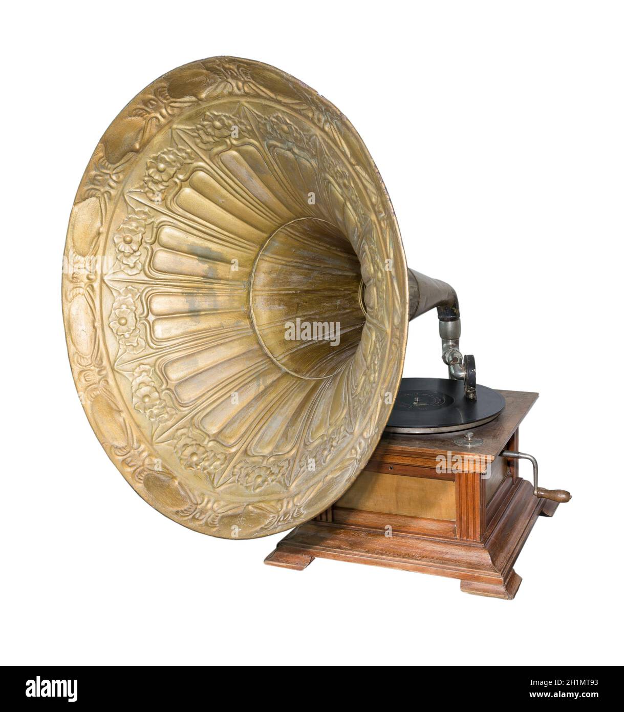 Ancient record player-is isolated on the white Stock Photo - Alamy