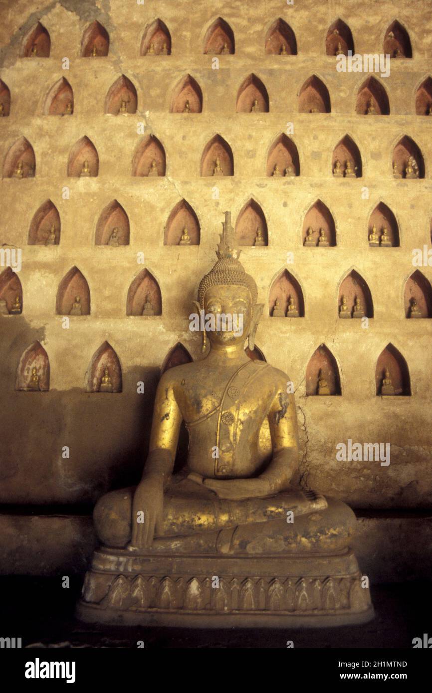 the Wat Si Muang Temple in the city of Vientiane in Laos in the ...