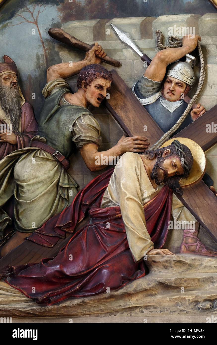 7th Stations of the Cross, Jesus falls the second time, Basilica of the ...