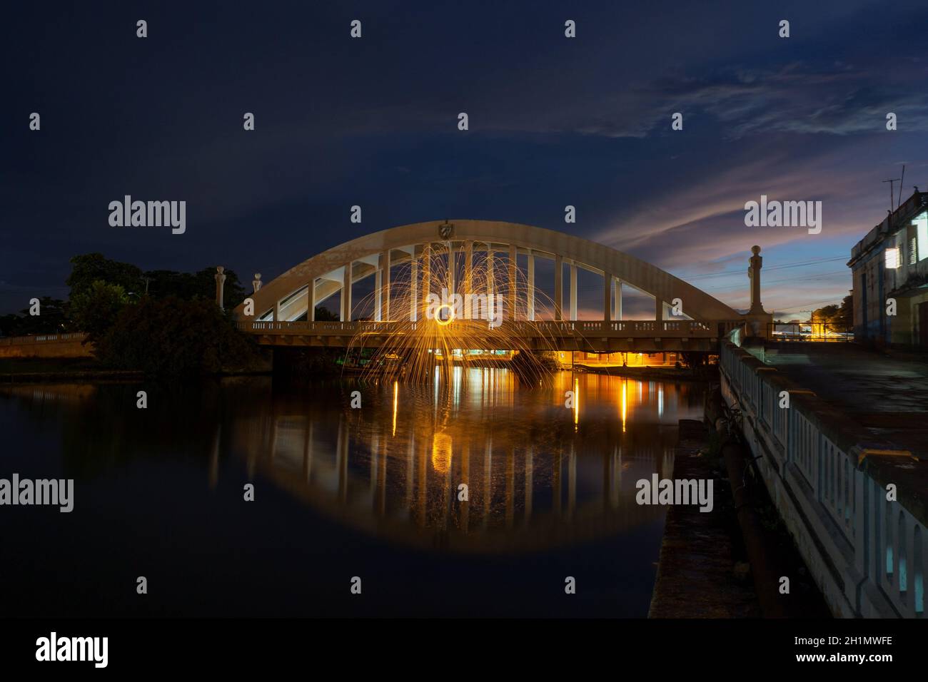 Bridge at night in Cuba Stock Photo - Alamy