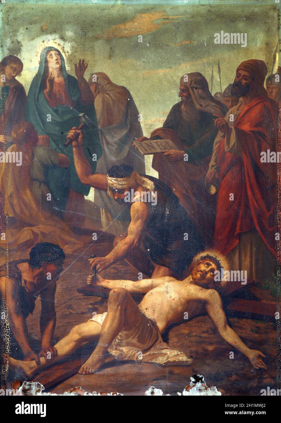 11th Stations of the Cross, Crucifixion: Jesus is nailed to the cross Stock Photo - Alamy