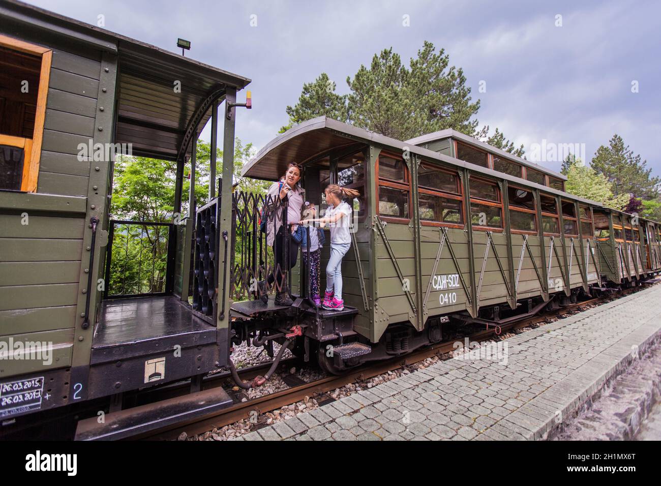 Tourist Attraction Travel, Family Journey with old-fashioned train ...