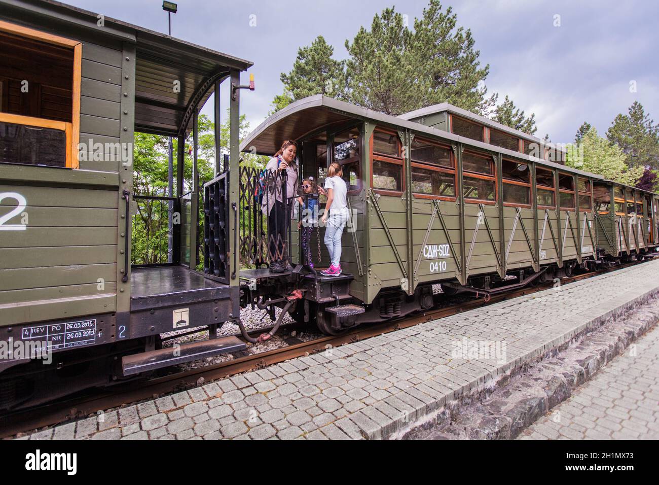 Tourist Attraction Travel, Family Journey with old-fashioned train ...