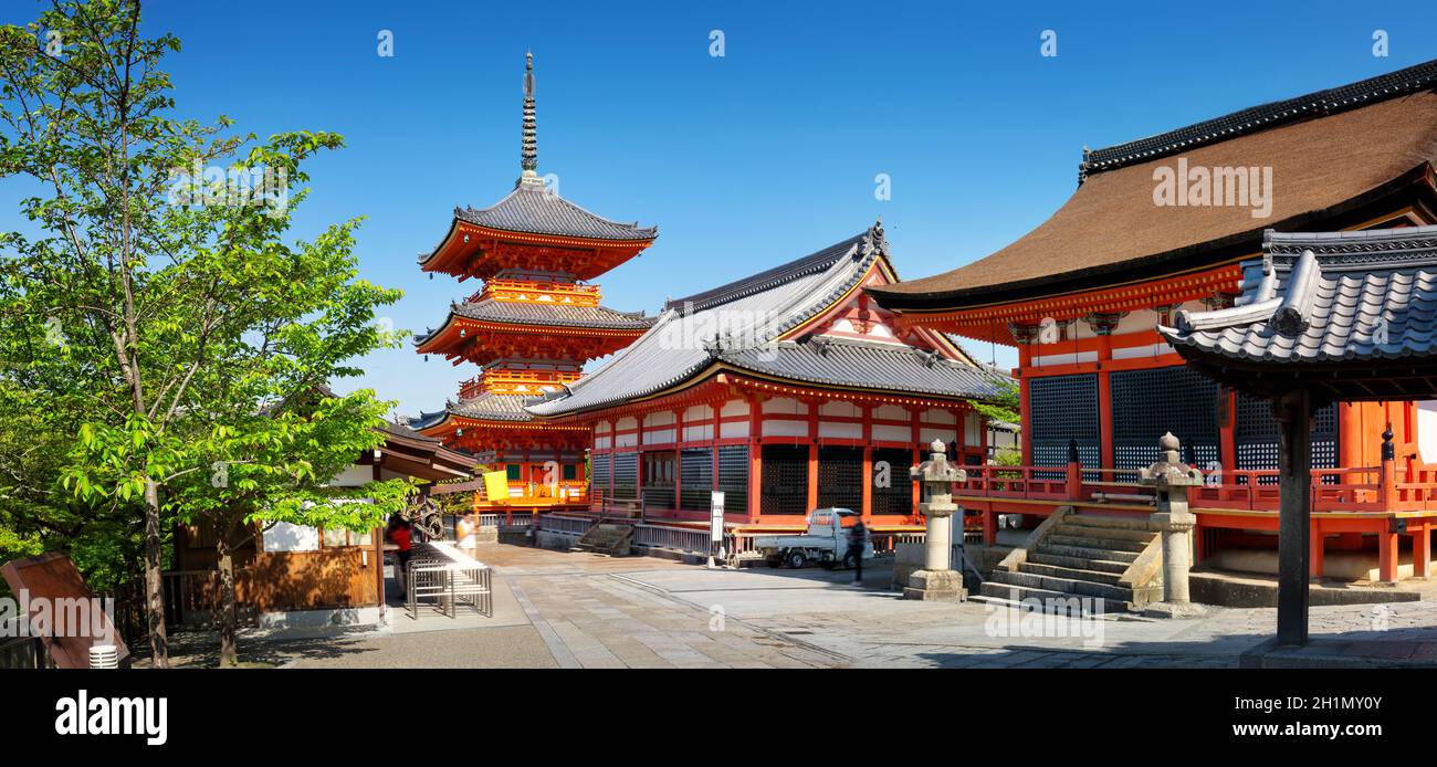 View to Kiyomizu-dera Temple complex with Pagoda in Kyoto, Japan. Shin ...