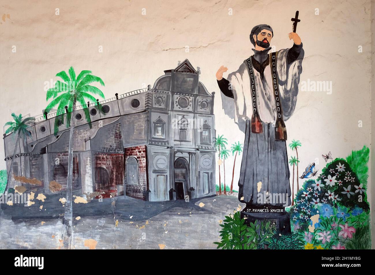 Wall painting, St Francis Xavier mural Archbishop's Palace Old Goa, Goa ...