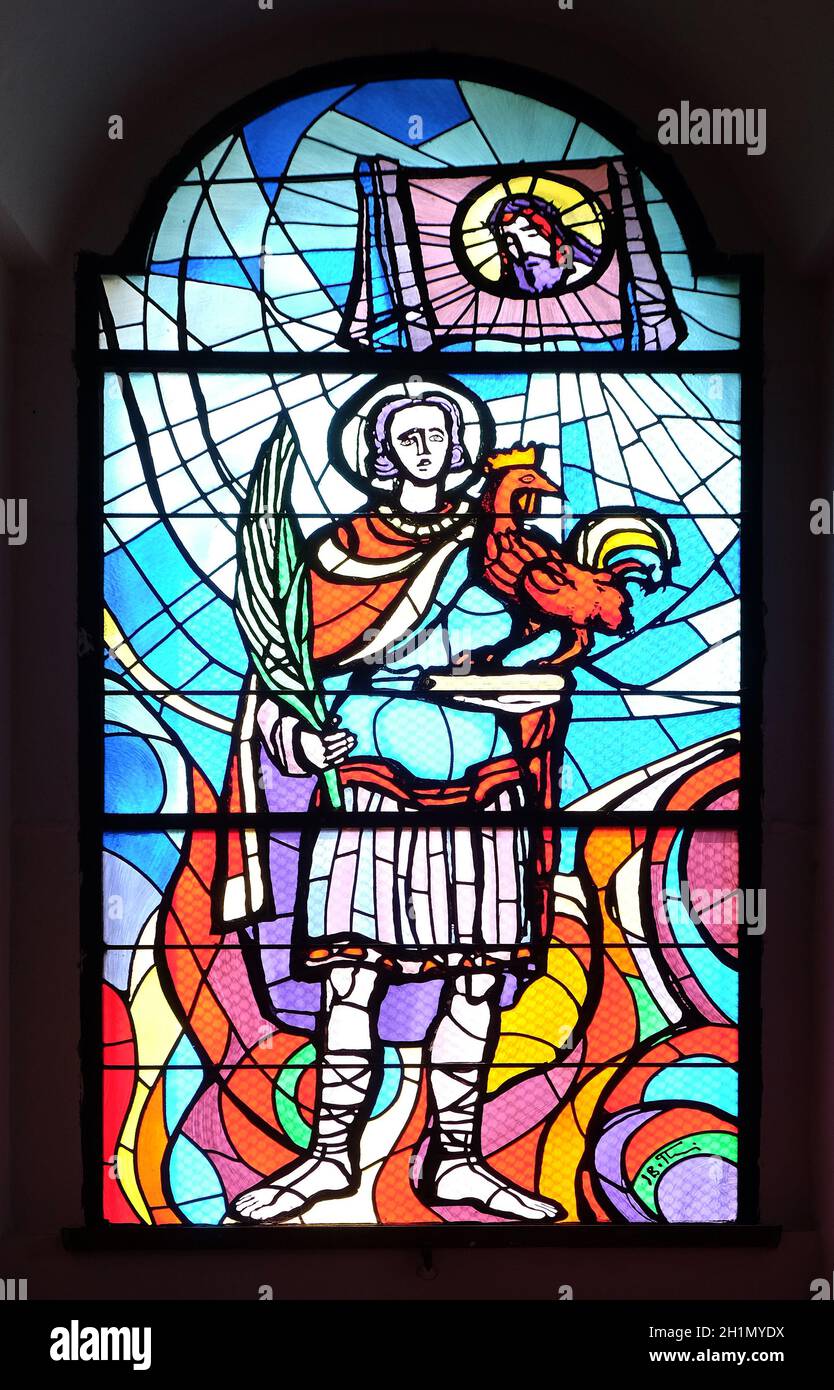 Saint Vitus, stained glass window in the Church of the Assumption of ...