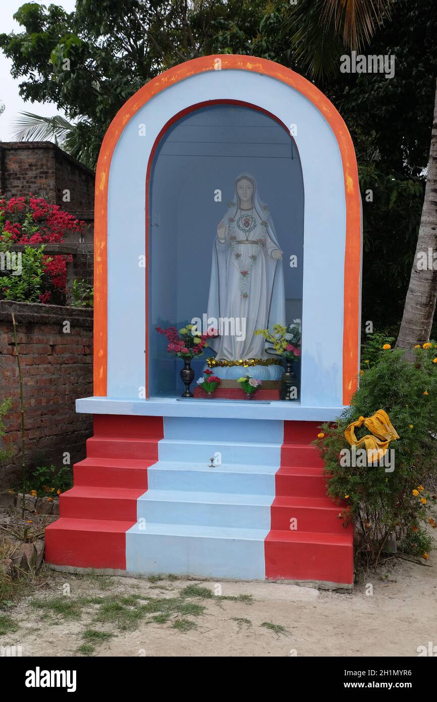 Shrine in the backyard of a farmhouse in Kumrokhali, West Bengal, India ...