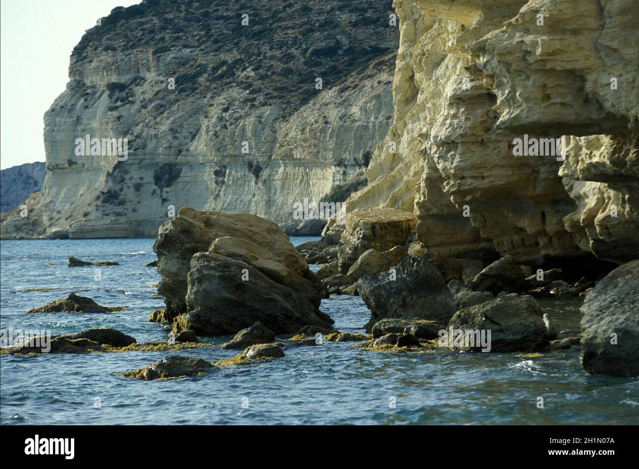 a view and Landscape with the cliffs and coast of Cap Greco on the ...