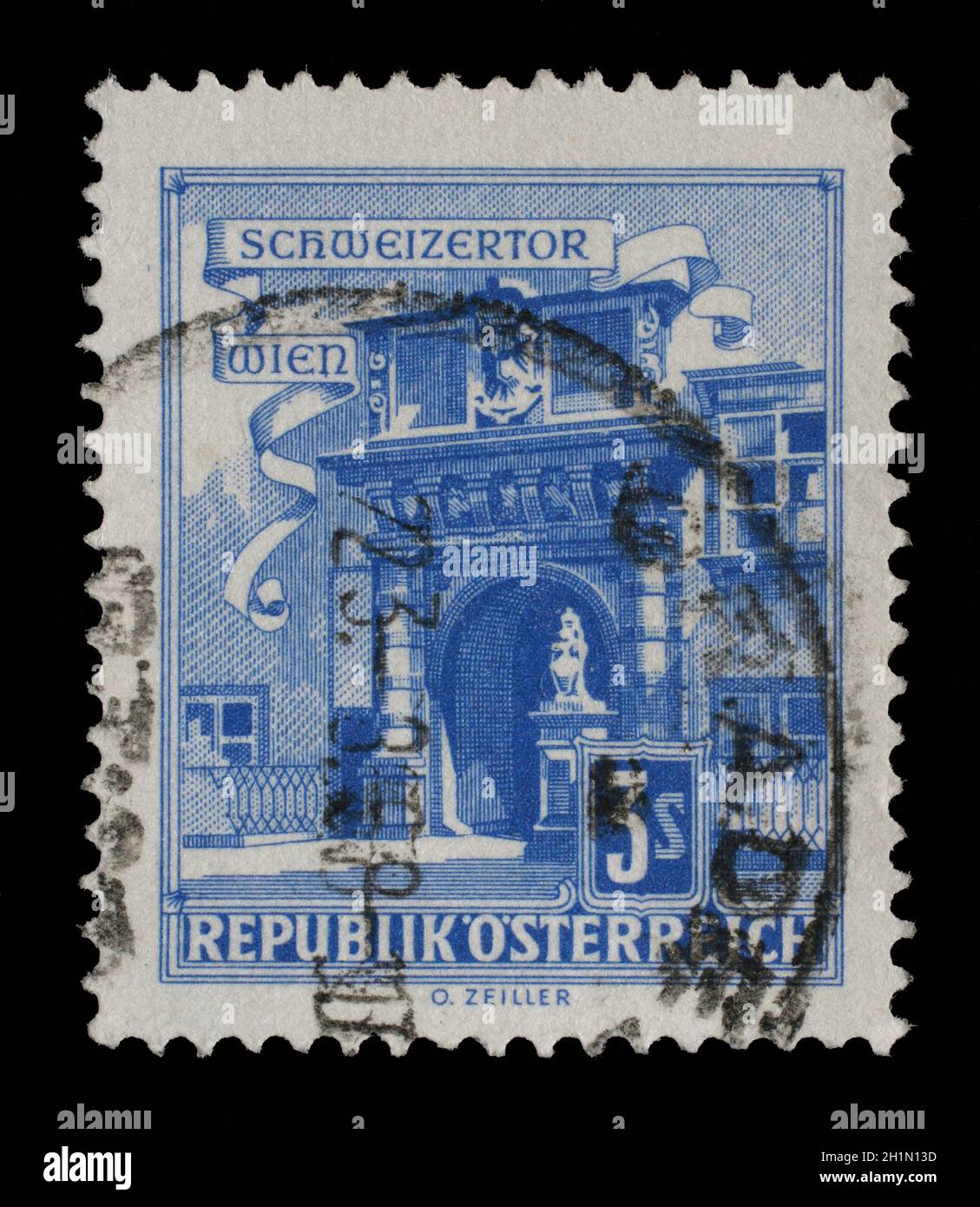Stamp printed in Austria shows Vienna Hofburg: Schweizertor (Swiss Gate ...