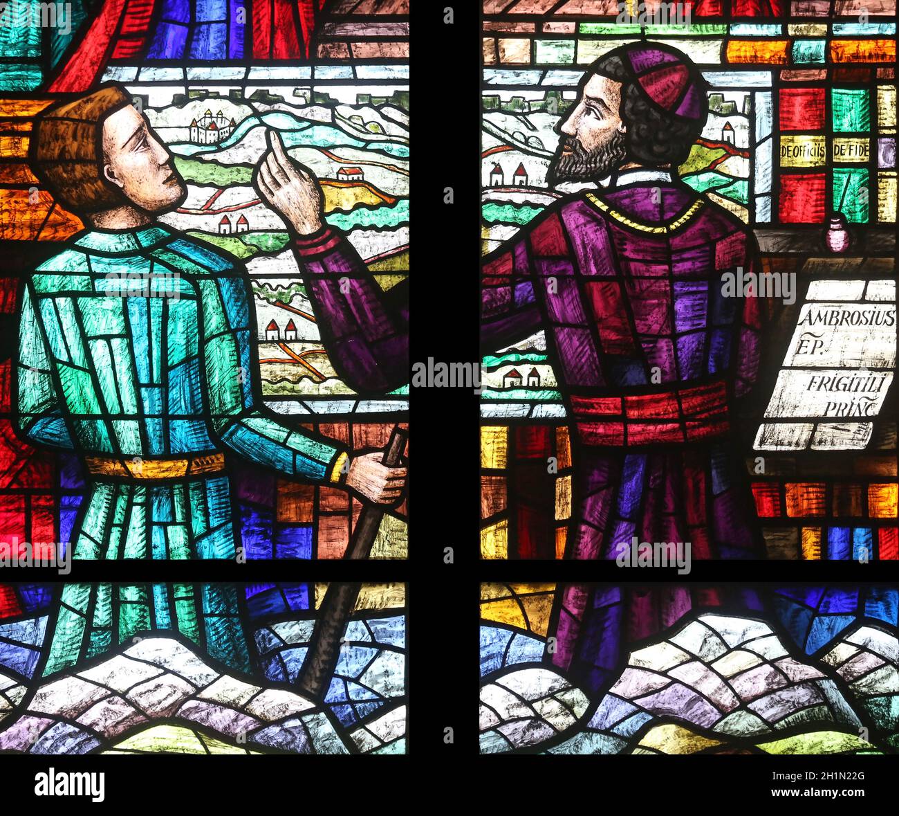 Stained glass in Votiv Kirche (The Votive Church) in Vienna, Austria ...