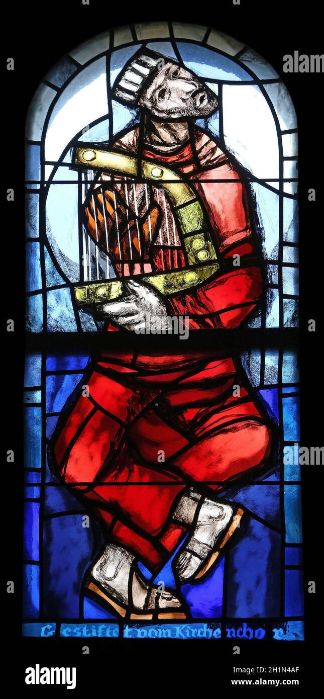 King David, stained glass window by Sieger Koder in St. James church in ...