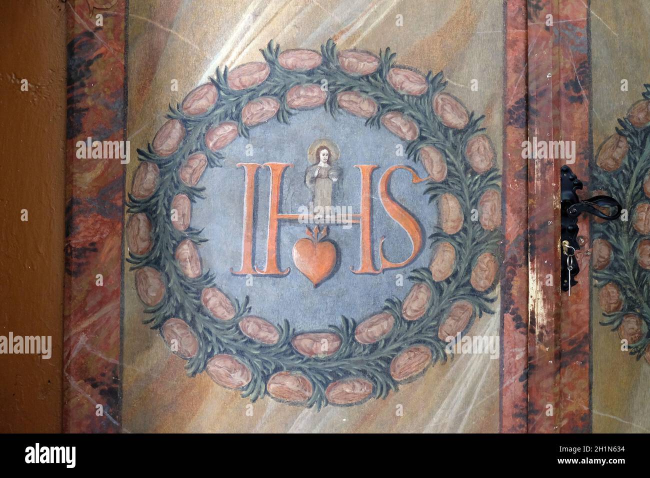 IHS sign on altar in cathedral of Assumption in Varazdin, Croatia Stock ...