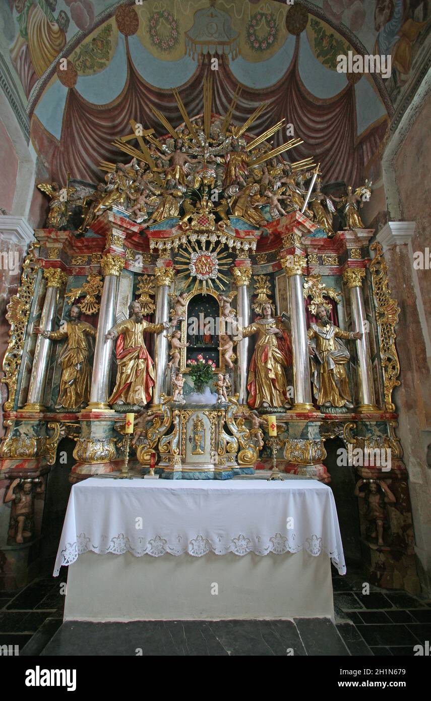 Altar in parish Church of Our Lady of snow in Kamensko, Croatia Stock ...