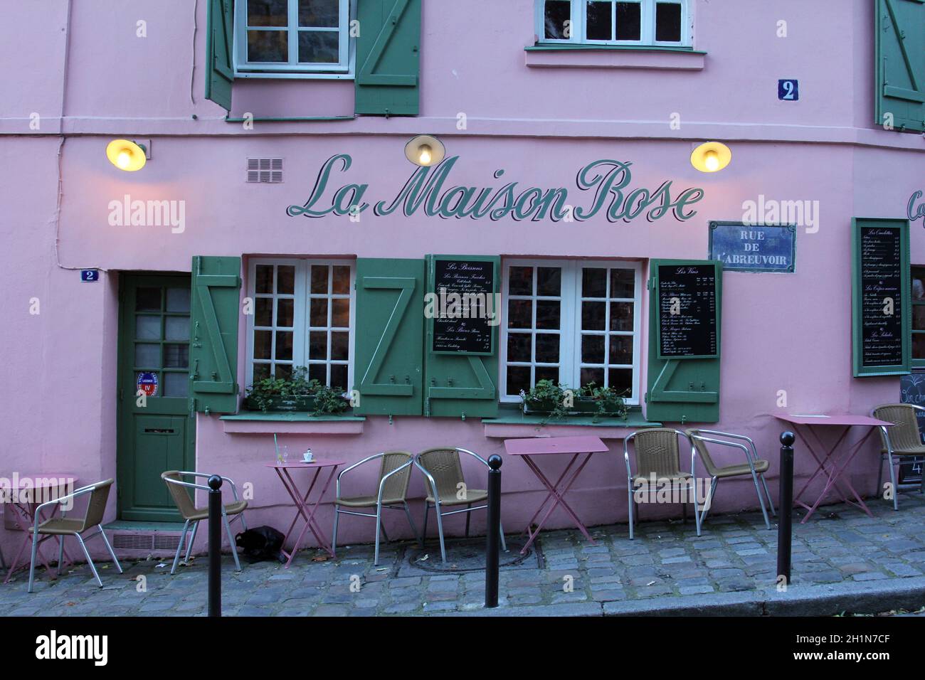 PARIS - NOVEMBER 04, 2012: La Maison Rose restaurant on Montmartre in ...