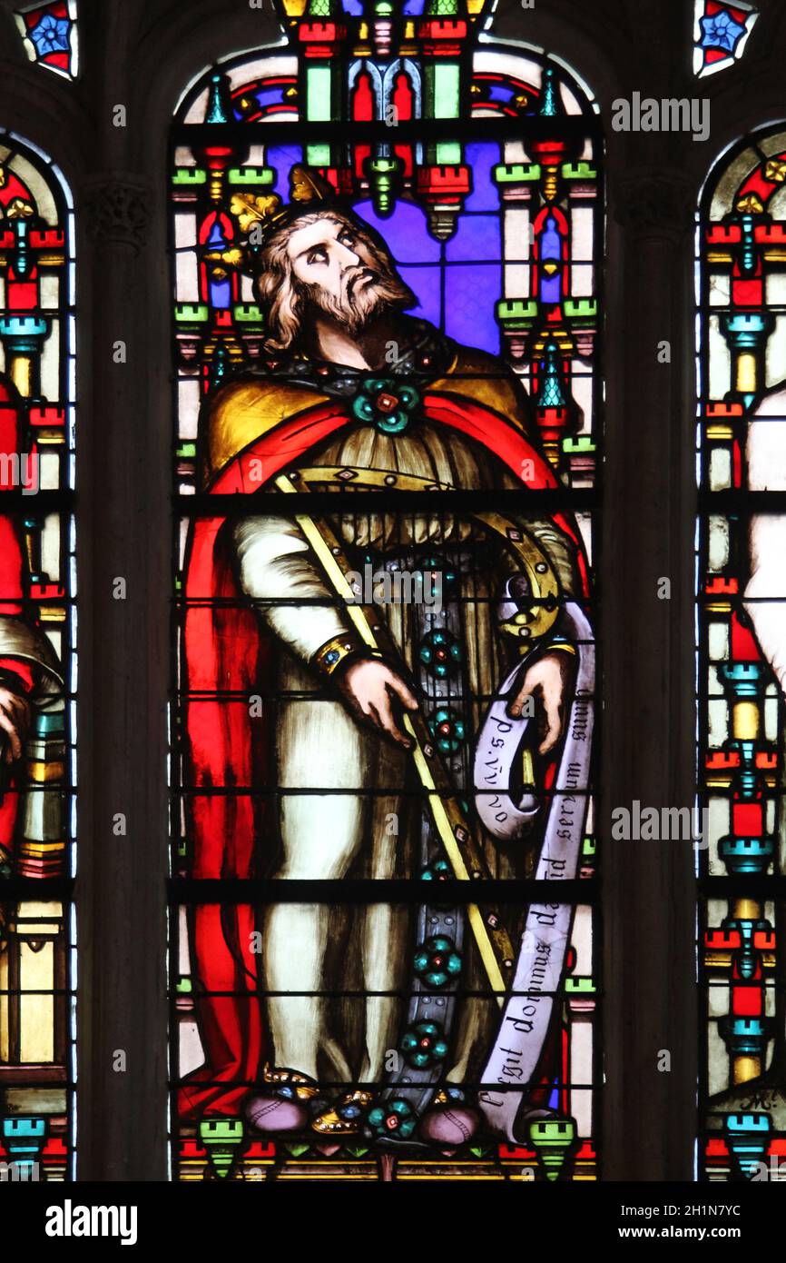 King David , stained glass window from Saint Germain-l'Auxerrois church ...
