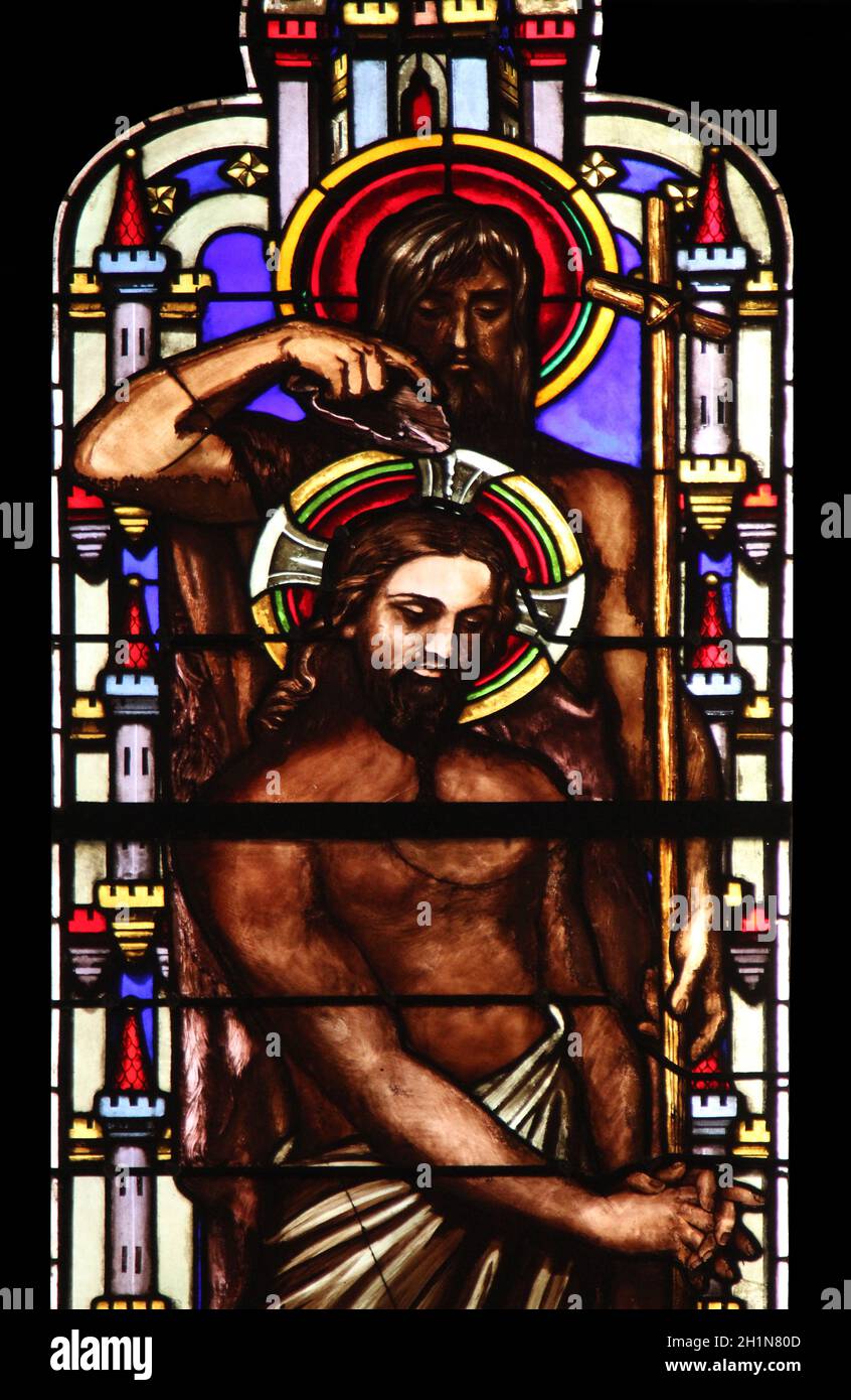 Baptism of the Lord, stained glass window from Saint Germain-l ...