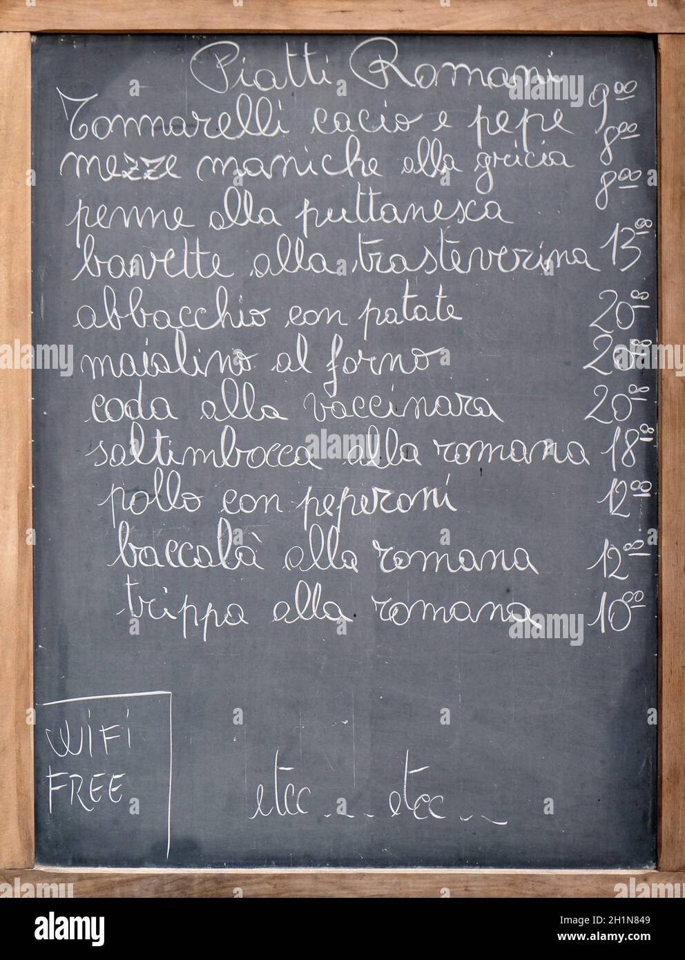 Menu of a restaurant in Rome, Italy Stock Photo - Alamy