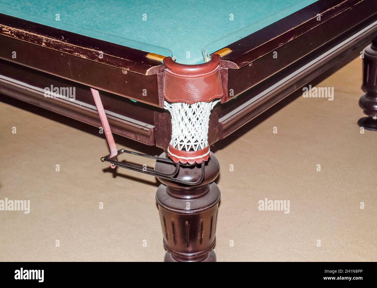 Empty hole from the billiard table. Billiard table in the room Stock ...
