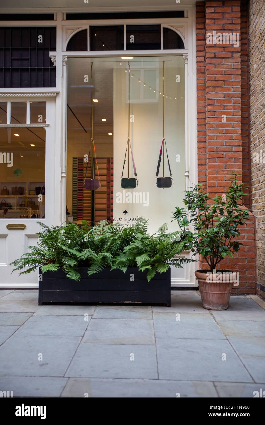 London, UK - February 14, 2020: Front side of Kate Spade boutique from ...