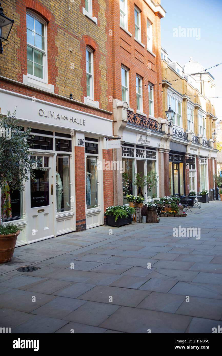 London, UK - February 14, 2020: Front side of British boutique and ...