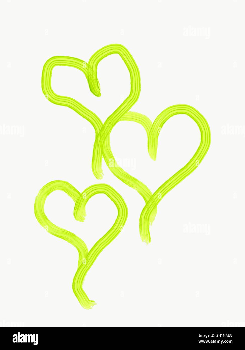 Three Green Hearts in drawing grouped together . High quality ...