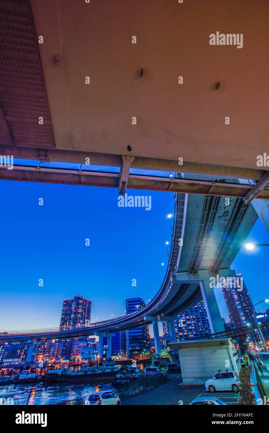 Bayshore Route and Tokyo sunset. Shooting Location: Tokyo metropolitan ...