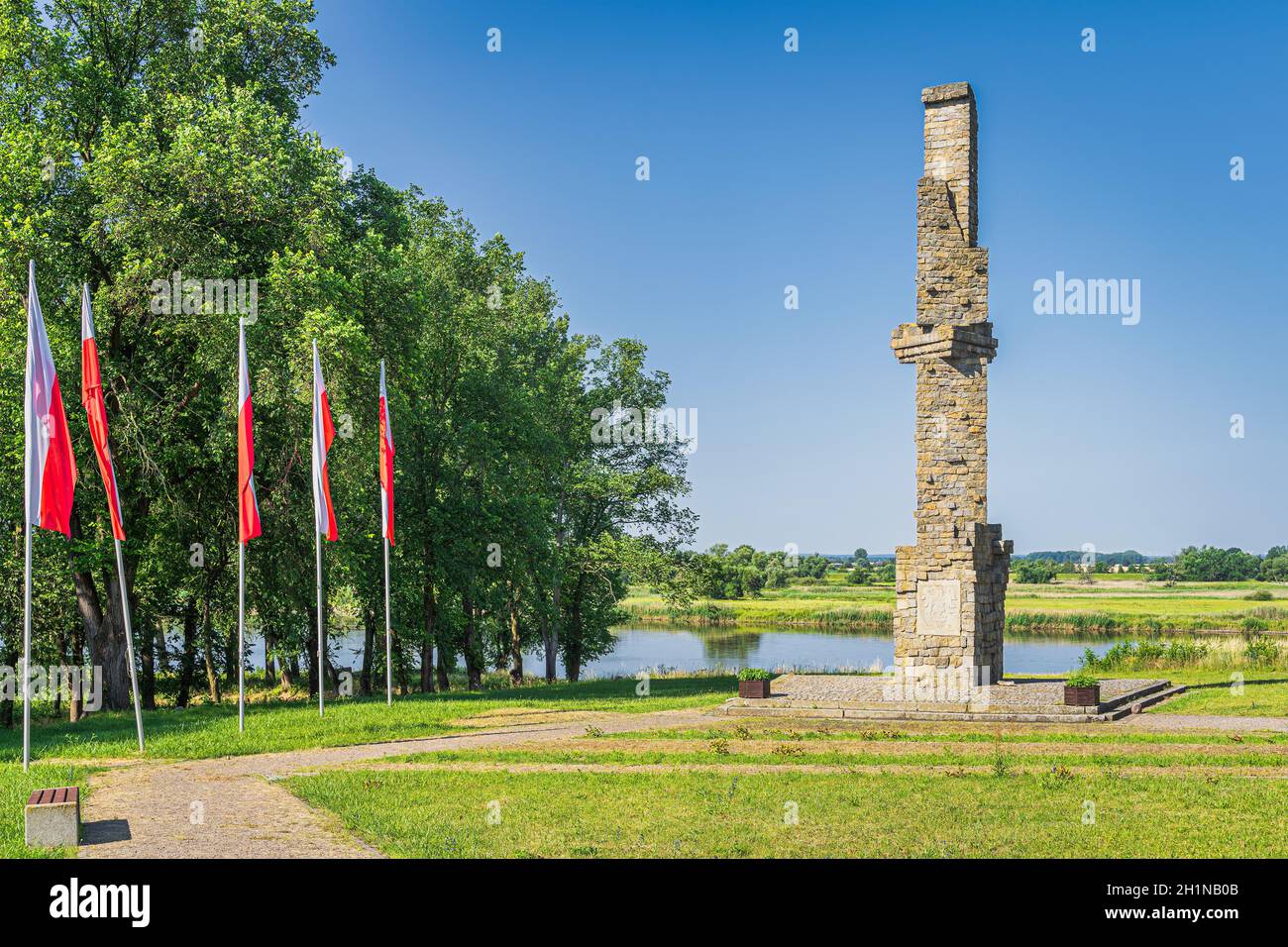Czelin, Poland, June 2019 Obelisk or monument symbolizing the first ...