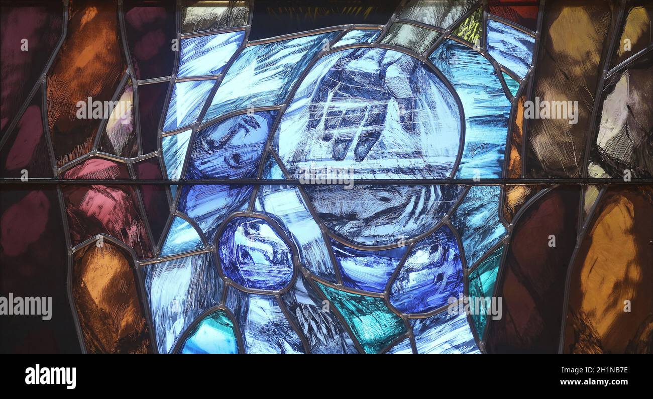 God leads his own to completion in all his glory, detail of stained ...