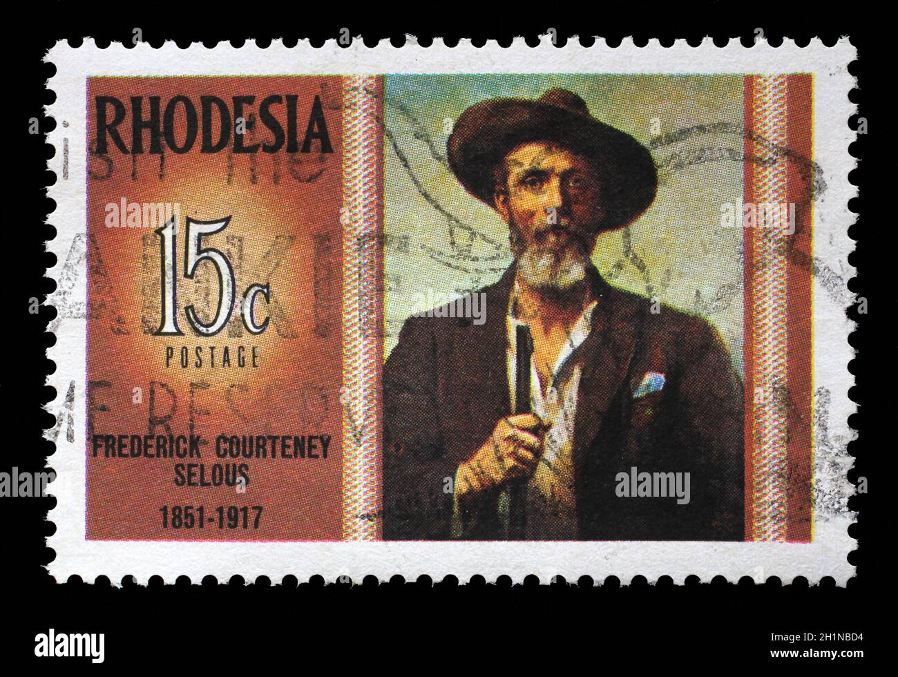 Stamp in Rhodesia shows Frederick Courteney Selous (1851-1917 ...