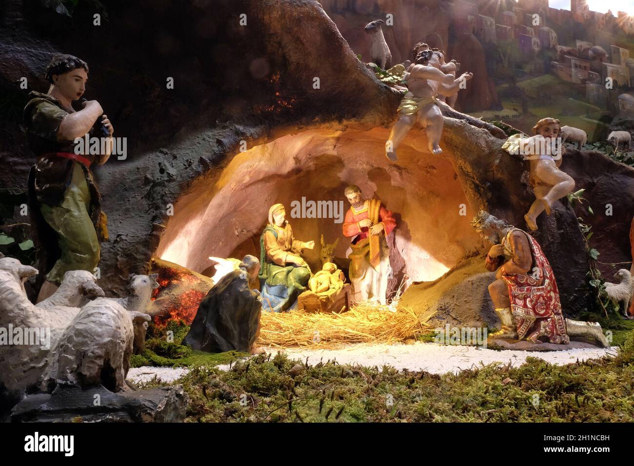 Nativity Scene, Christmas creche in Zagreb cathedral Stock Photo - Alamy
