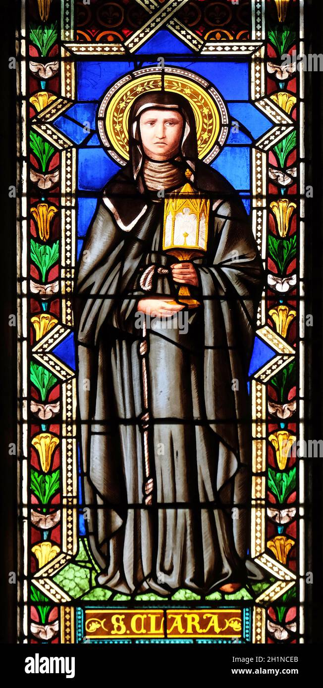 Saint Clare of Assisi, stained glass window in the Basilica di Santa ...