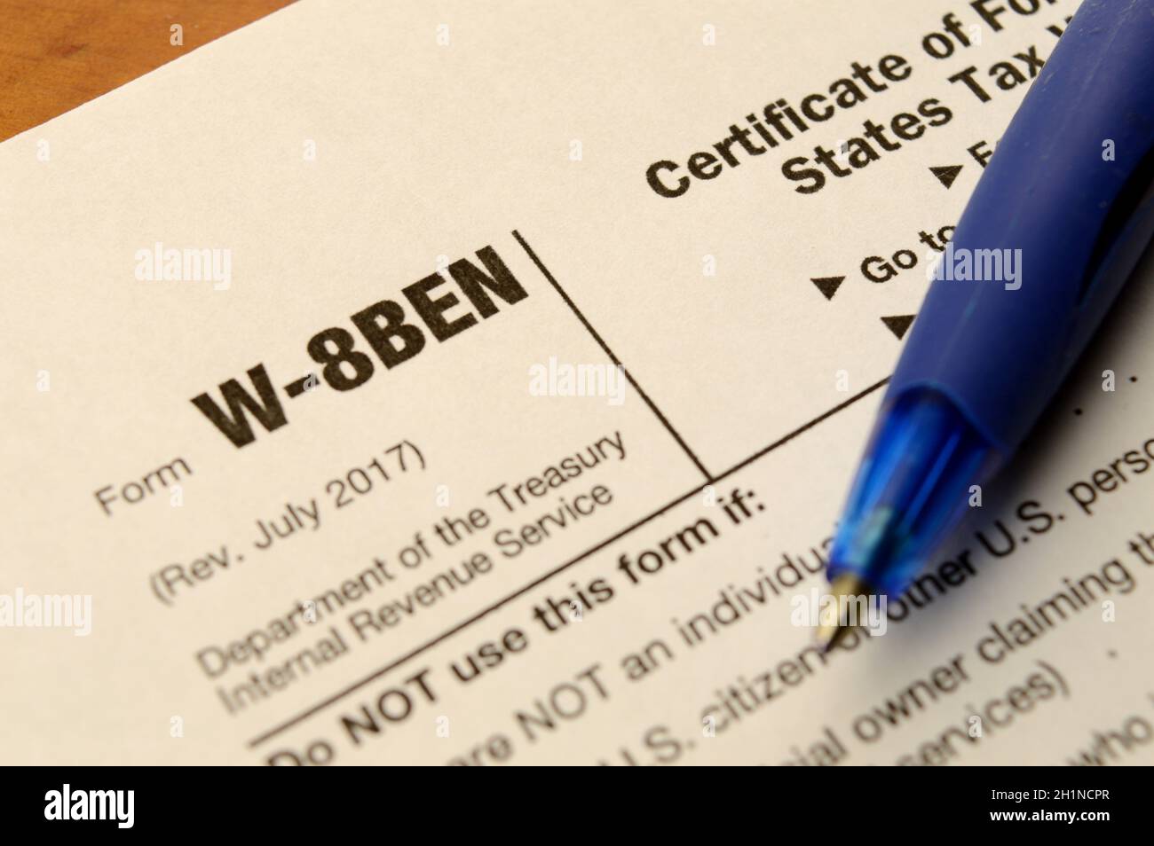 Tax form usa w 8ben hi-res stock photography and images - Alamy
