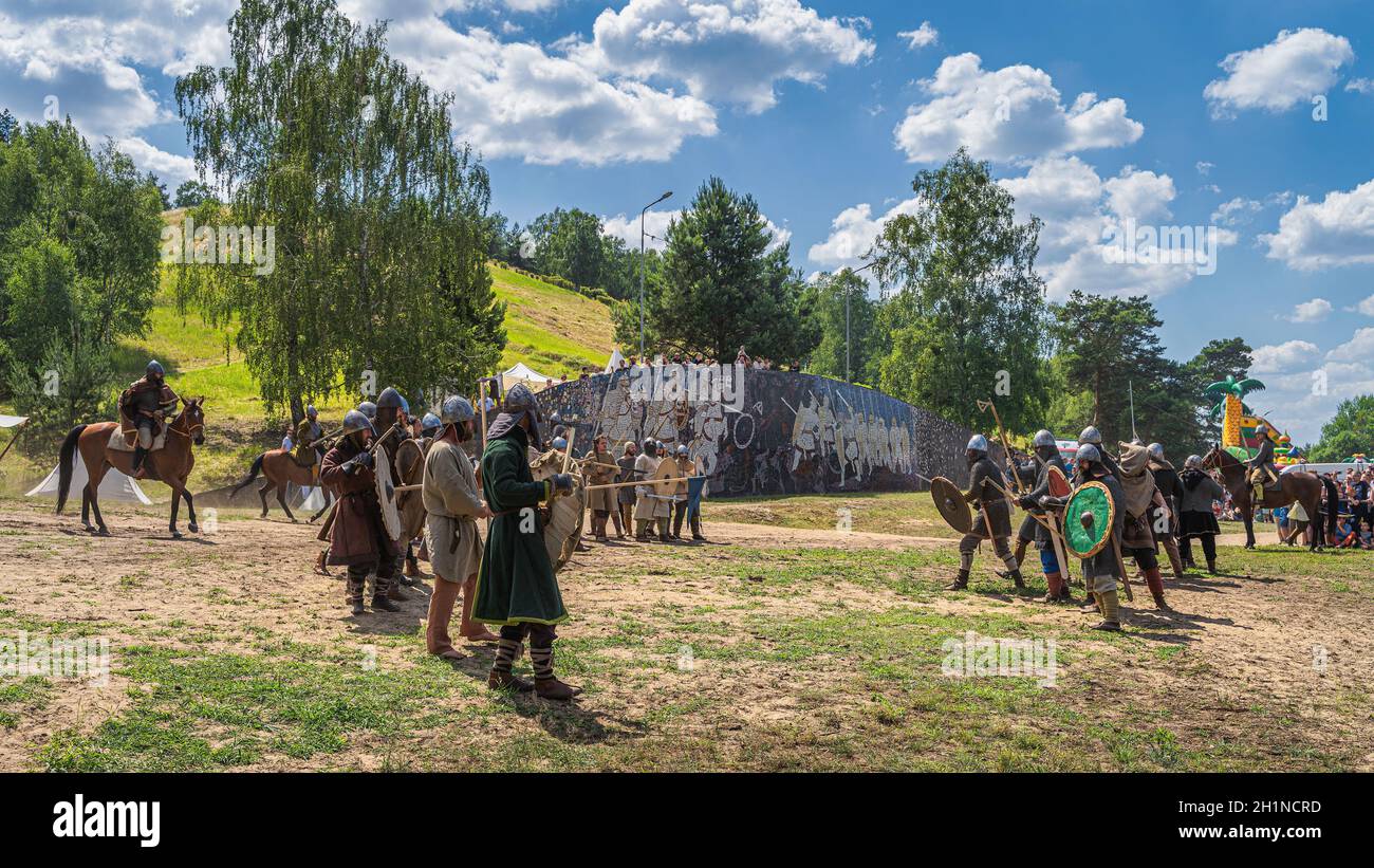 Cedynia, Poland, June 2019 Two military formations with horse riders ...