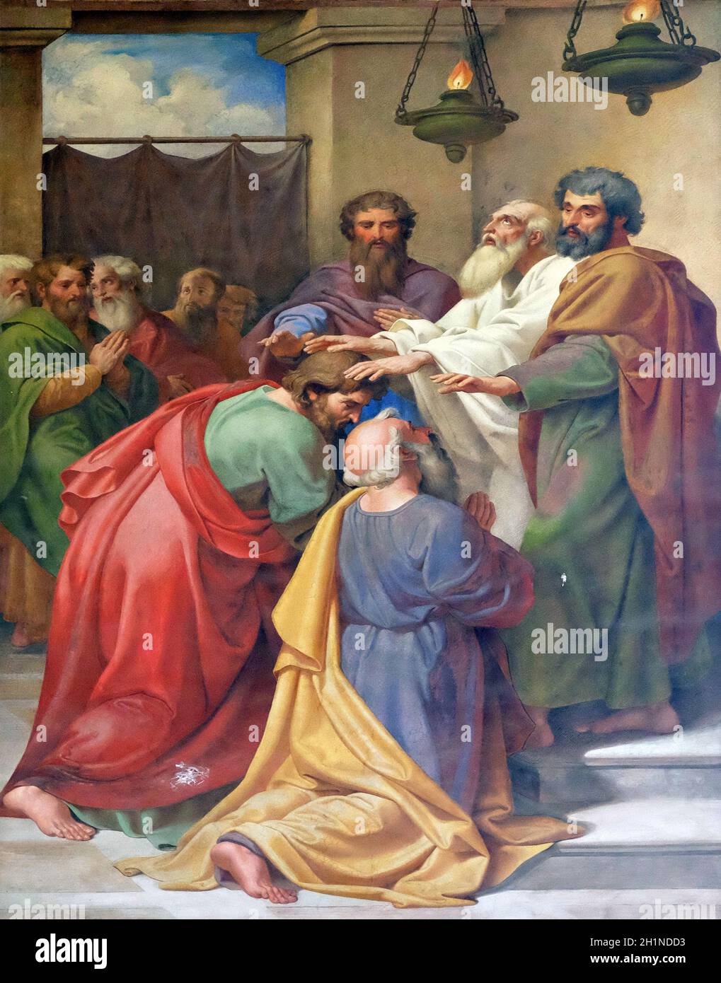 The fresco with the image of the life of St. Paul: Saul and Barnabas ...