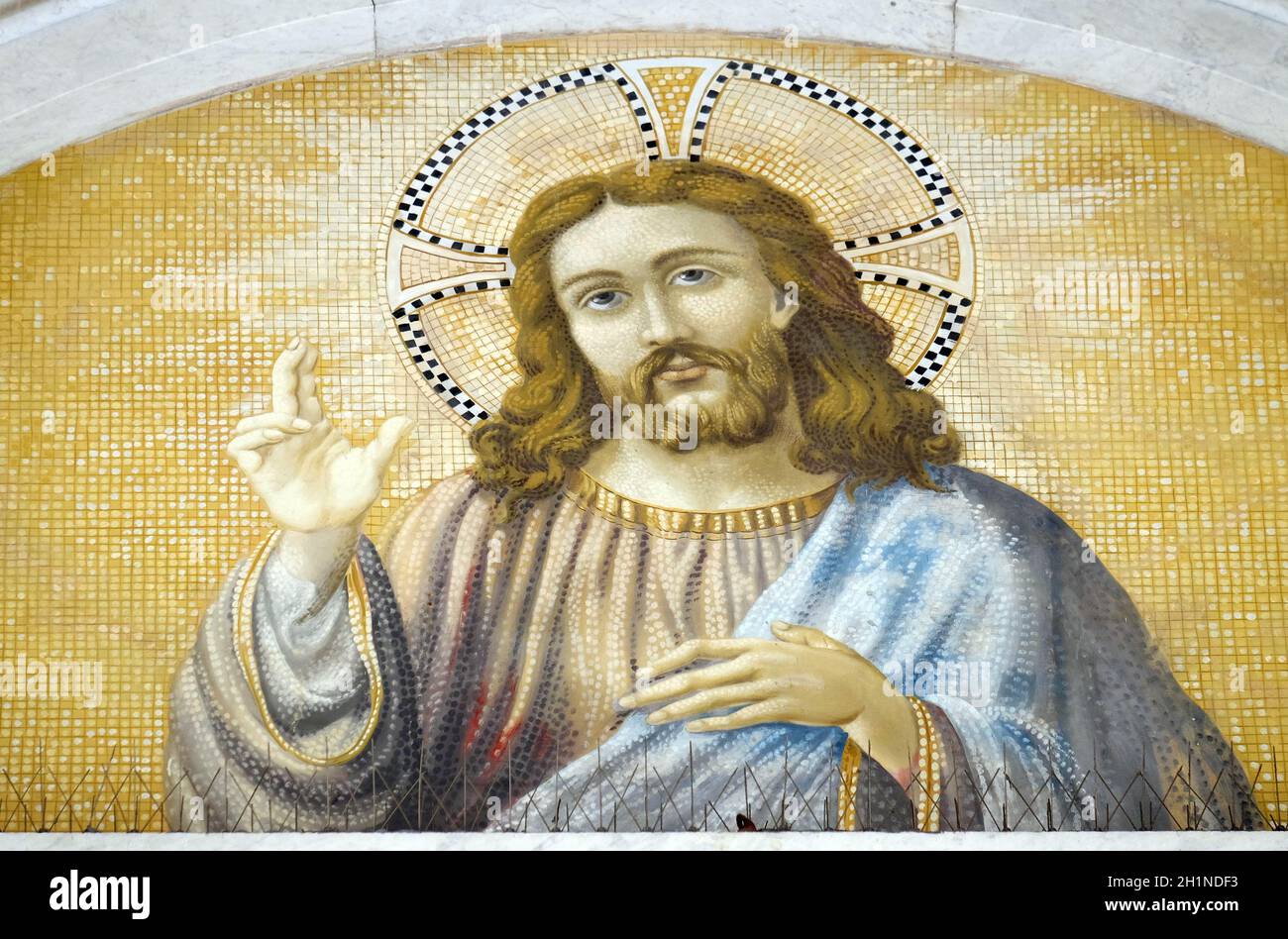 The icon with the image of Jesus Christ on a gold background in the ...