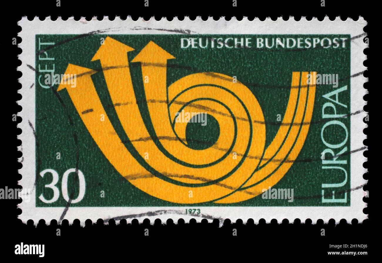 Stamp printed in the Germany shows CEPT (European Conference of Postal ...