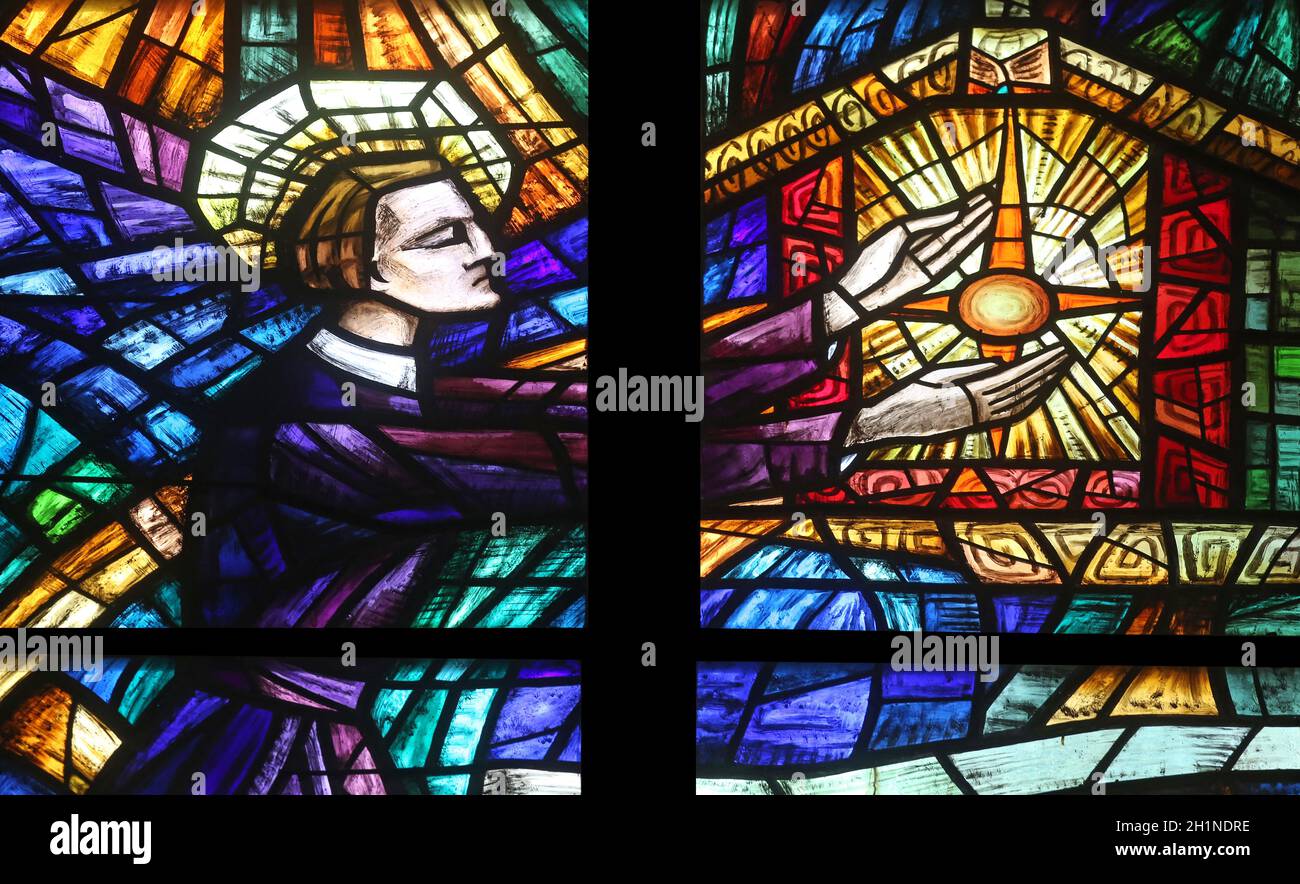 Stained glass in Votiv Kirche (The Votive Church) in Vienna, Austria ...