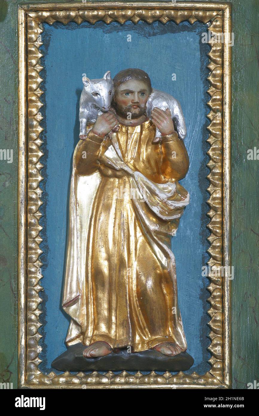 Jesus the Good Shepherd, pulpit at St. Peter's Parish Church in Saint ...