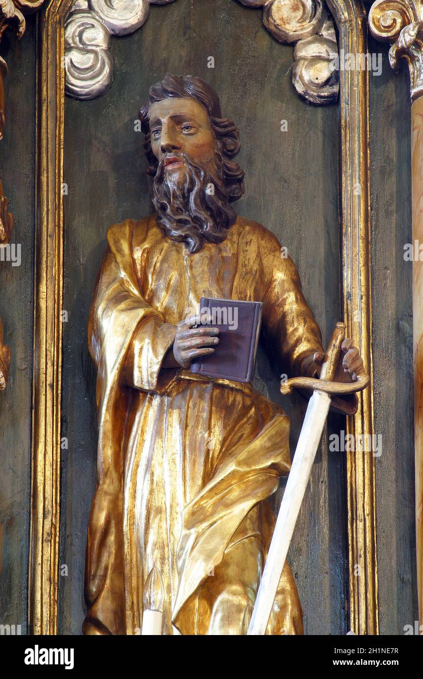 St. Paul, statue on the high altar in the parish church of St. Peter in ...