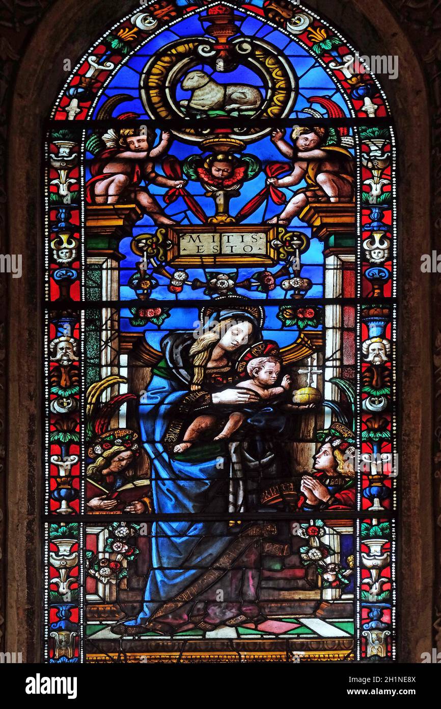 Madonna and Child stained glass window by Filippino Lippi, Filippo ...