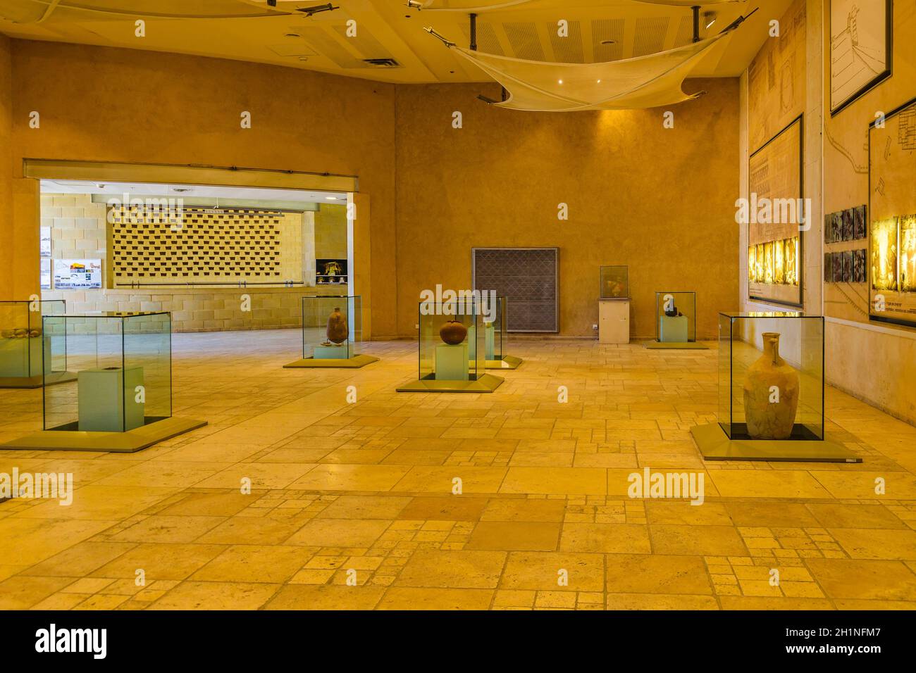 Interior scene at one of the museums located at masada national park ...
