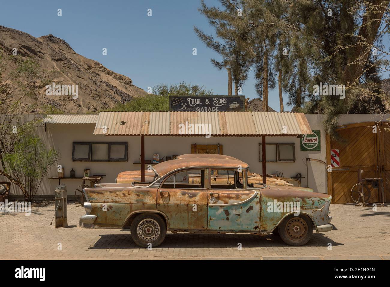old car on the Goanikontes oasis, Namibia Stock Photo - Alamy